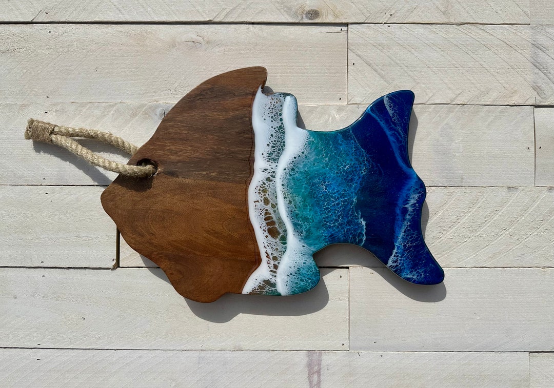 Fish Cheese Board, Fish Cutting Board, Fish Charcuterie Board, Epoxy ...
