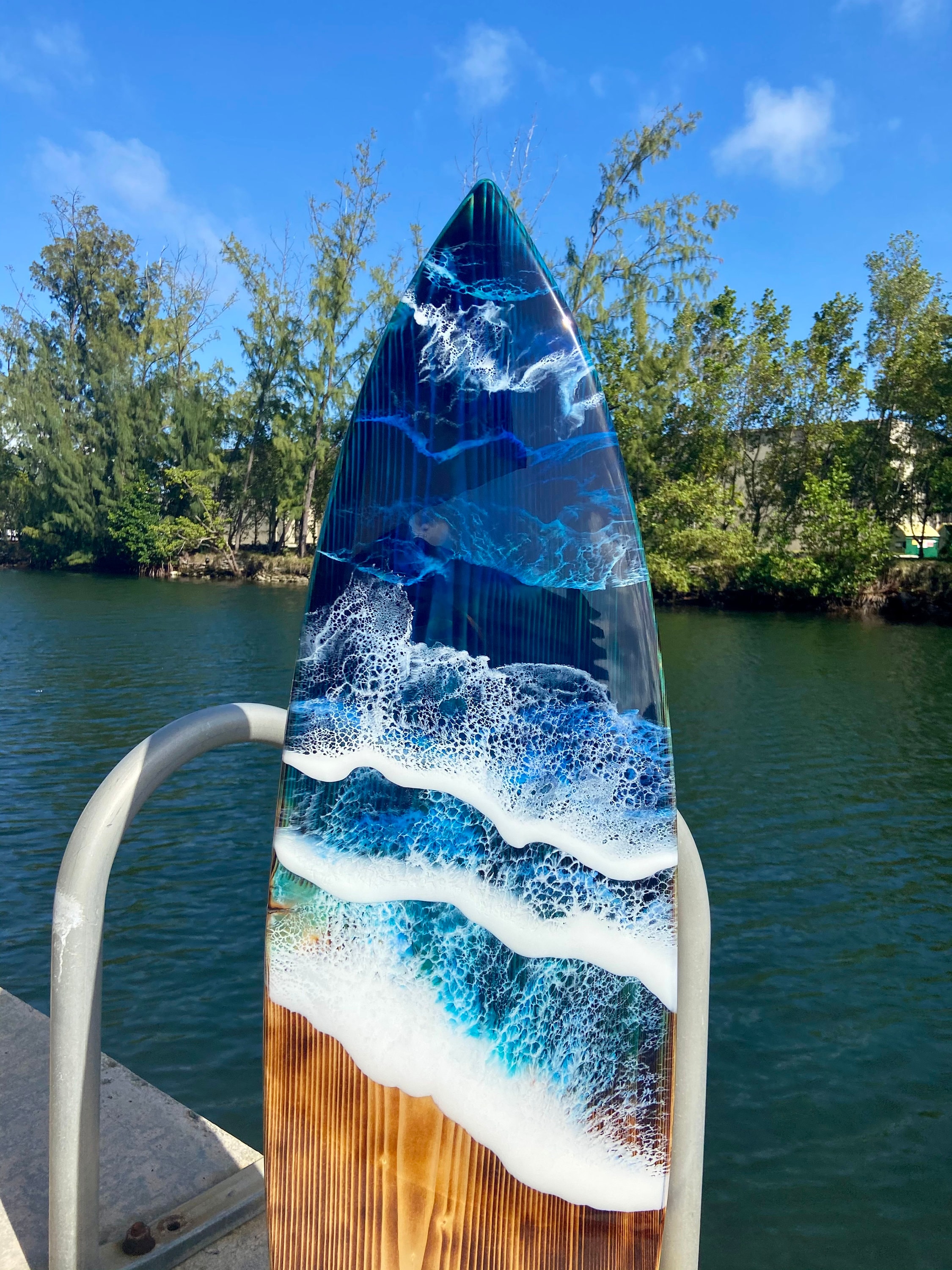 Made to Order Large Surfboard With Epoxy Resin Ocean Waves - Etsy UK