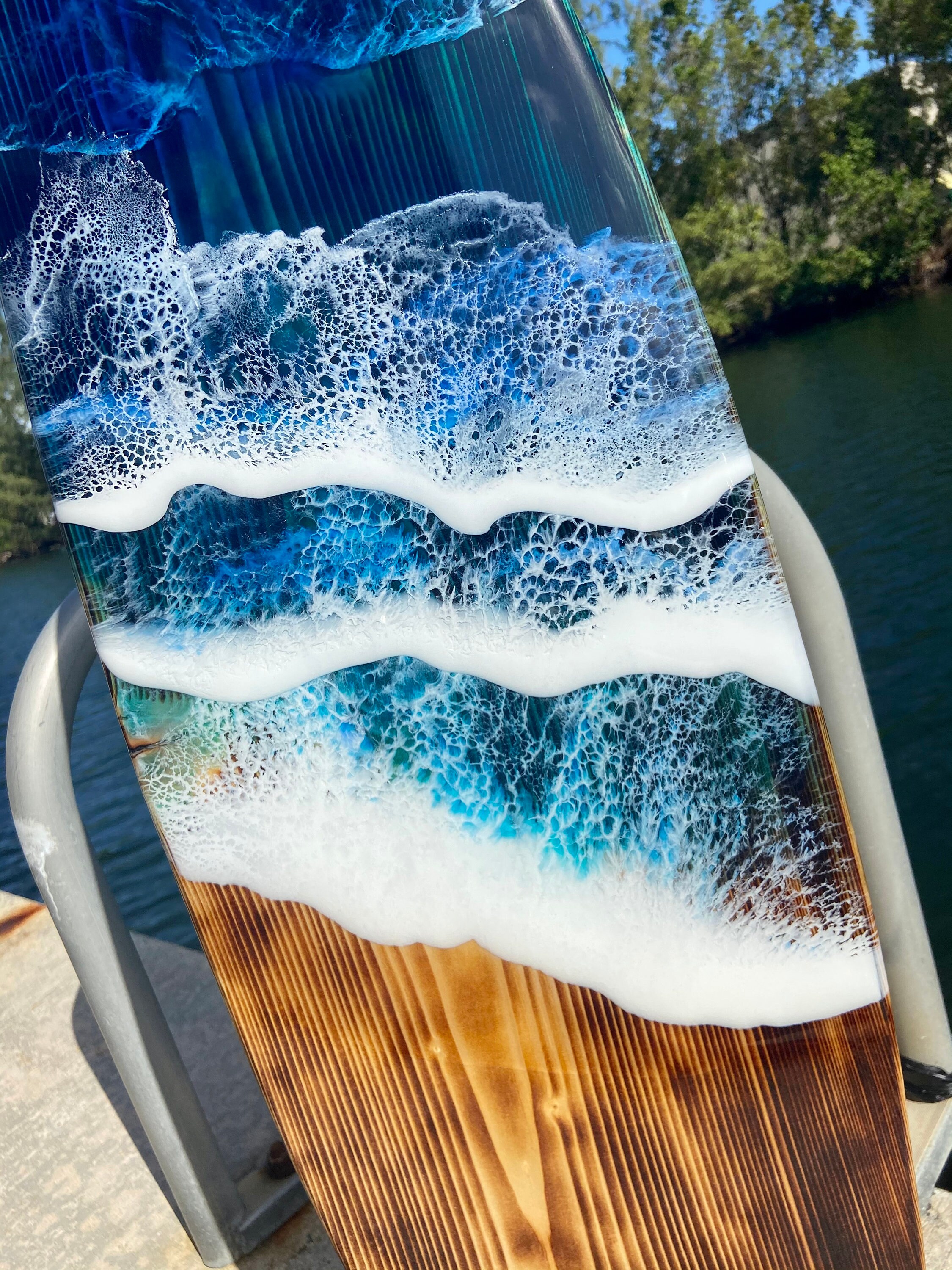 Made to Order Large Surfboard With Epoxy Resin Ocean Waves - Etsy UK