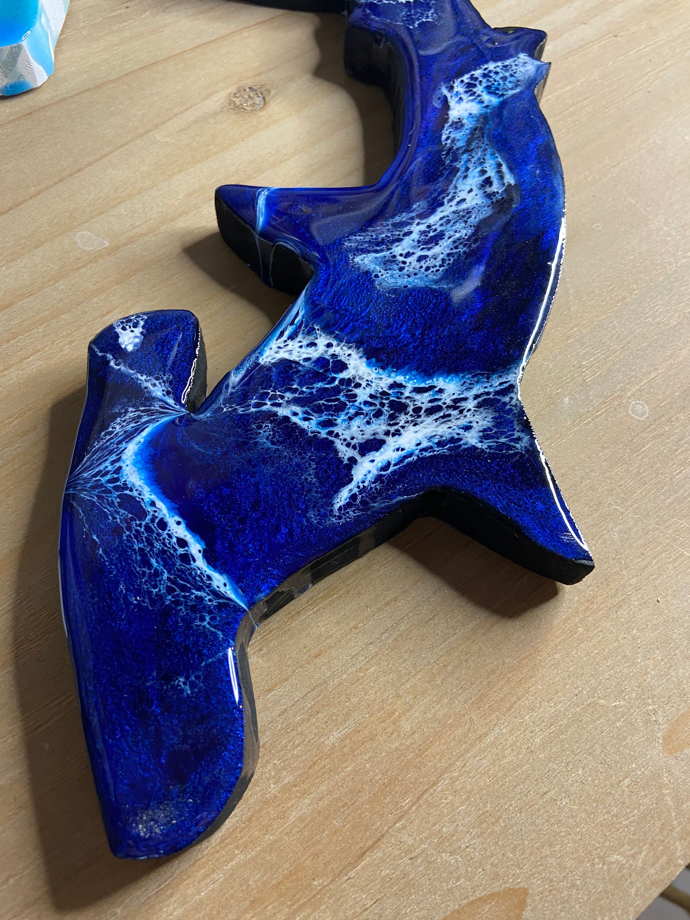 Ocean Waves Epoxy Yin Yang Hammerhead Sharks Wall Decor | Etsy