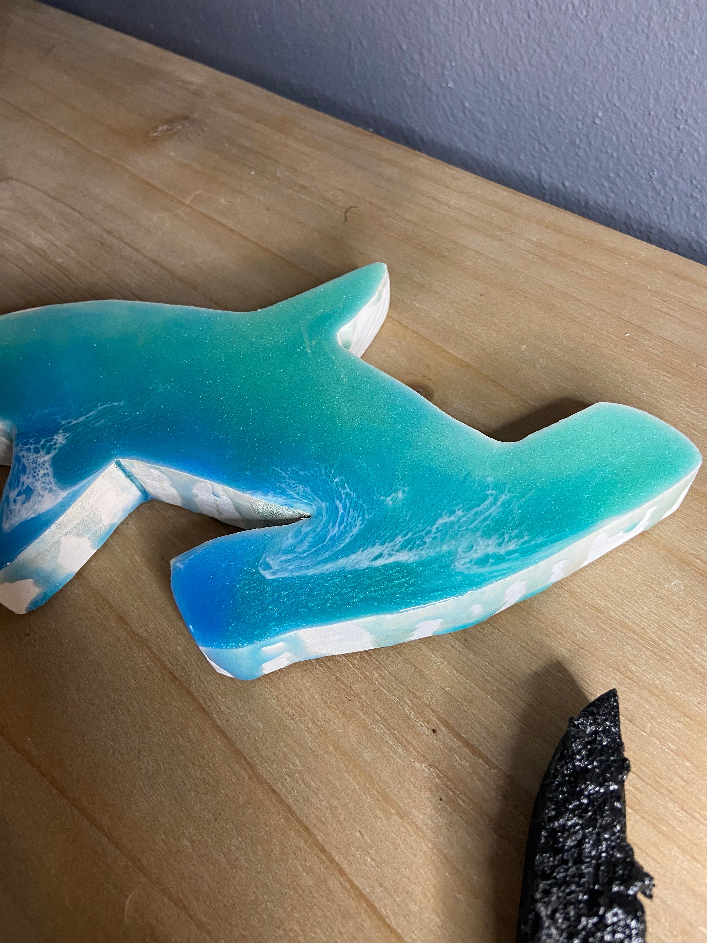 Ocean Waves Epoxy Yin Yang Hammerhead Sharks Wall Decor, Beach Decor ...