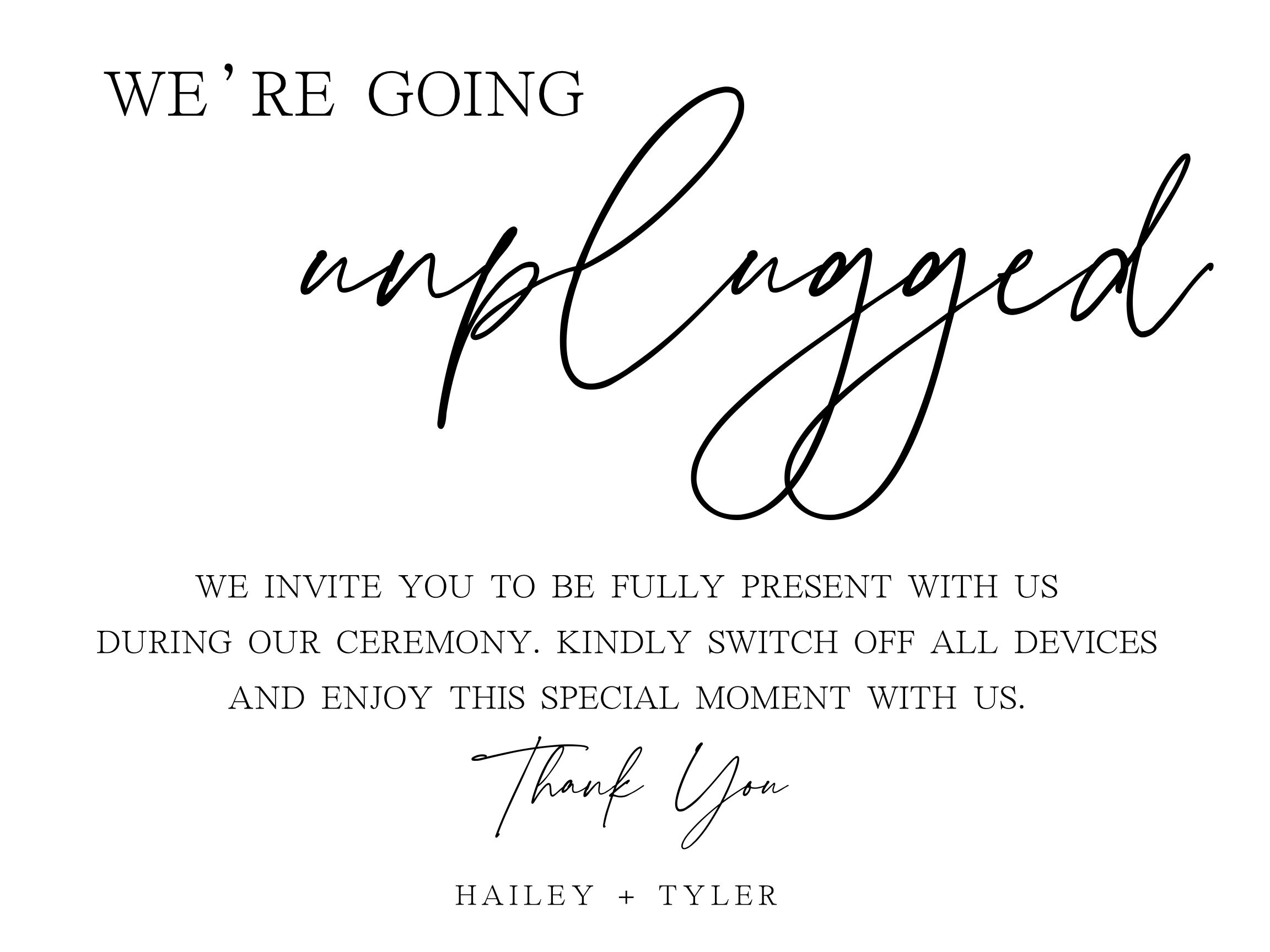Unplugged Ceremony Sign Wedding Digital Download - Etsy