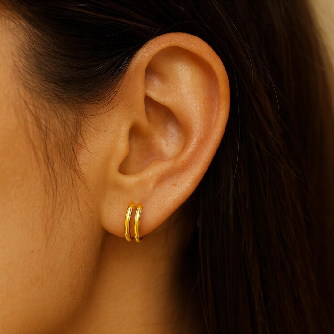 Double Band Ear Cuff - Dainty Ear Cuff - Gold Ear Cuffs - Simple Ear ...