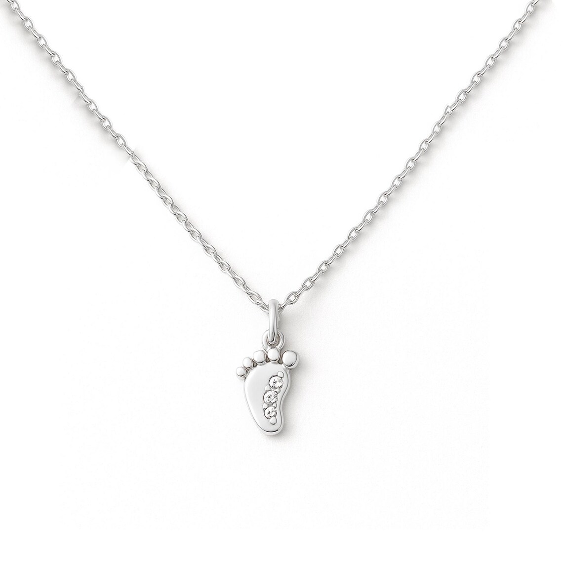 14K Gold Baby Footprint Necklace, Dainty Diamond Foot Pendant, New Mom ...