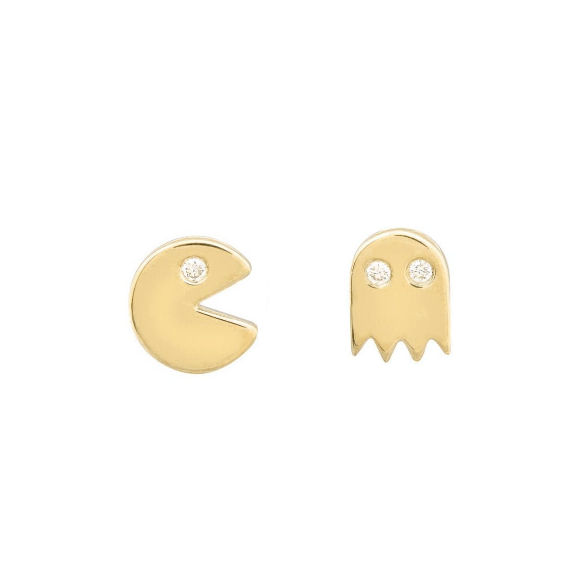 14K Solid Yellow Gold Diamond Emoji Studs Diamond Smiley Face - Etsy UK