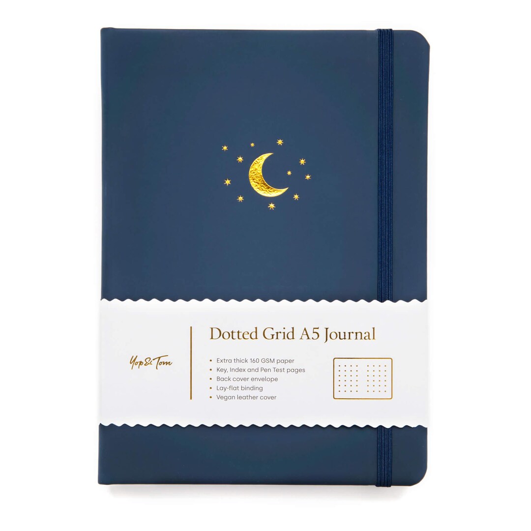 A5 Dotted Notebook - Moon and Stars - Etsy