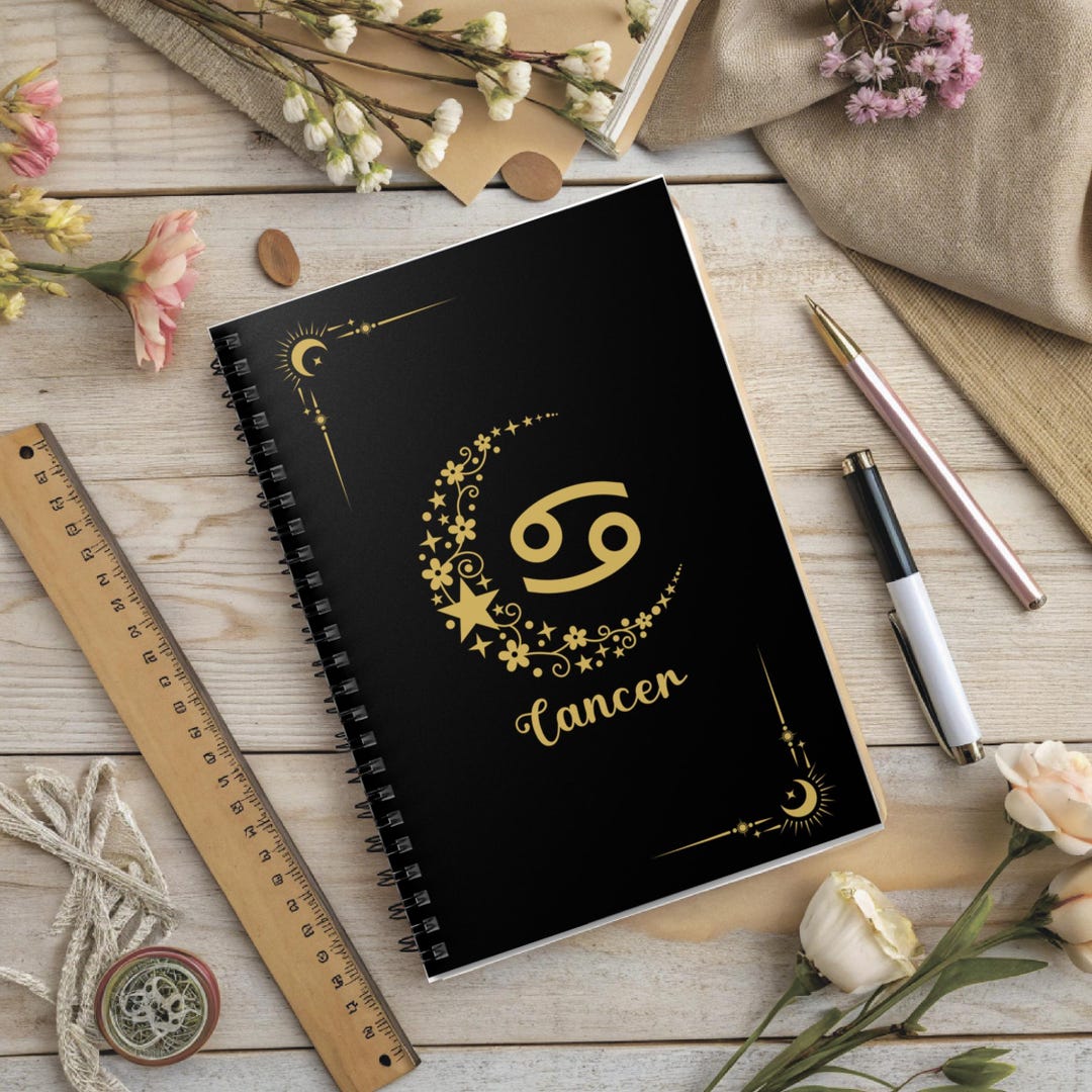 Zodiac Cancer Star Sign Astrology Spiral Notebook - Ruled Line, Witchy ...
