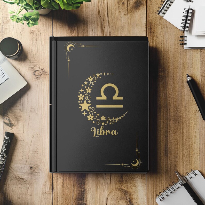 Libra Star Sign Hardcover Journal Matte, Astrology Notebook, Birth Sign ...