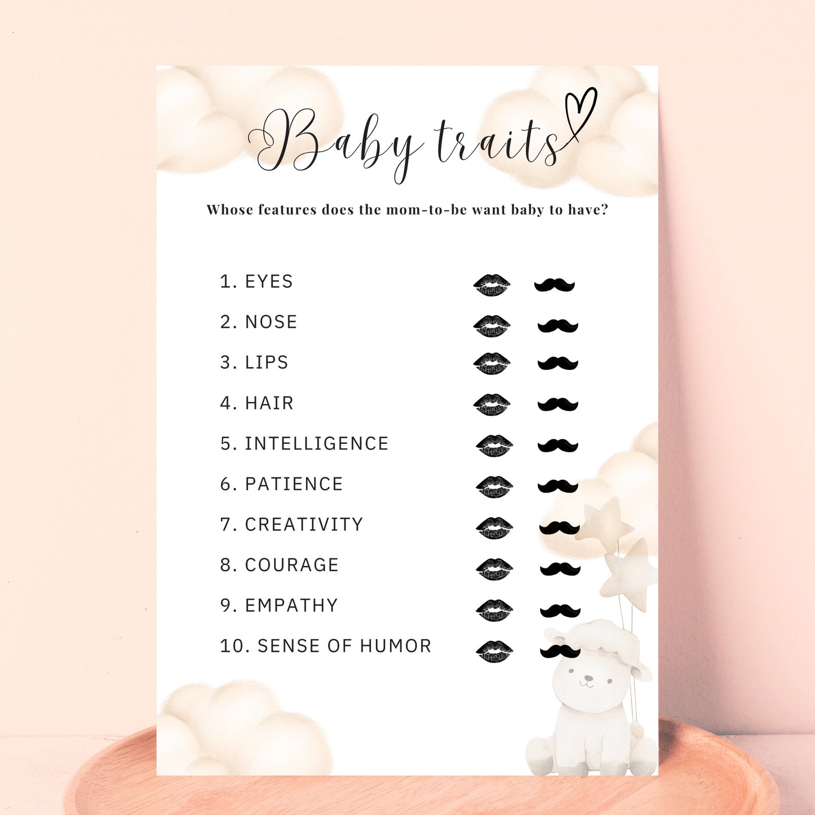 Adorable Baby Shower Activity Baby Traits - Instant Download Printable ...