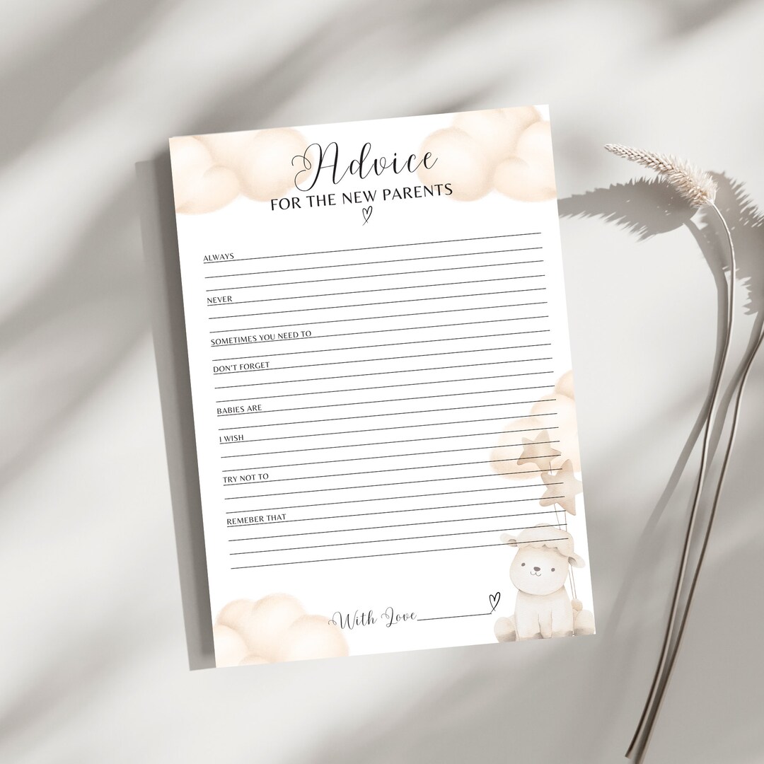 Adorable Baby Shower Activity Advice for the Parents - Instant Download ...