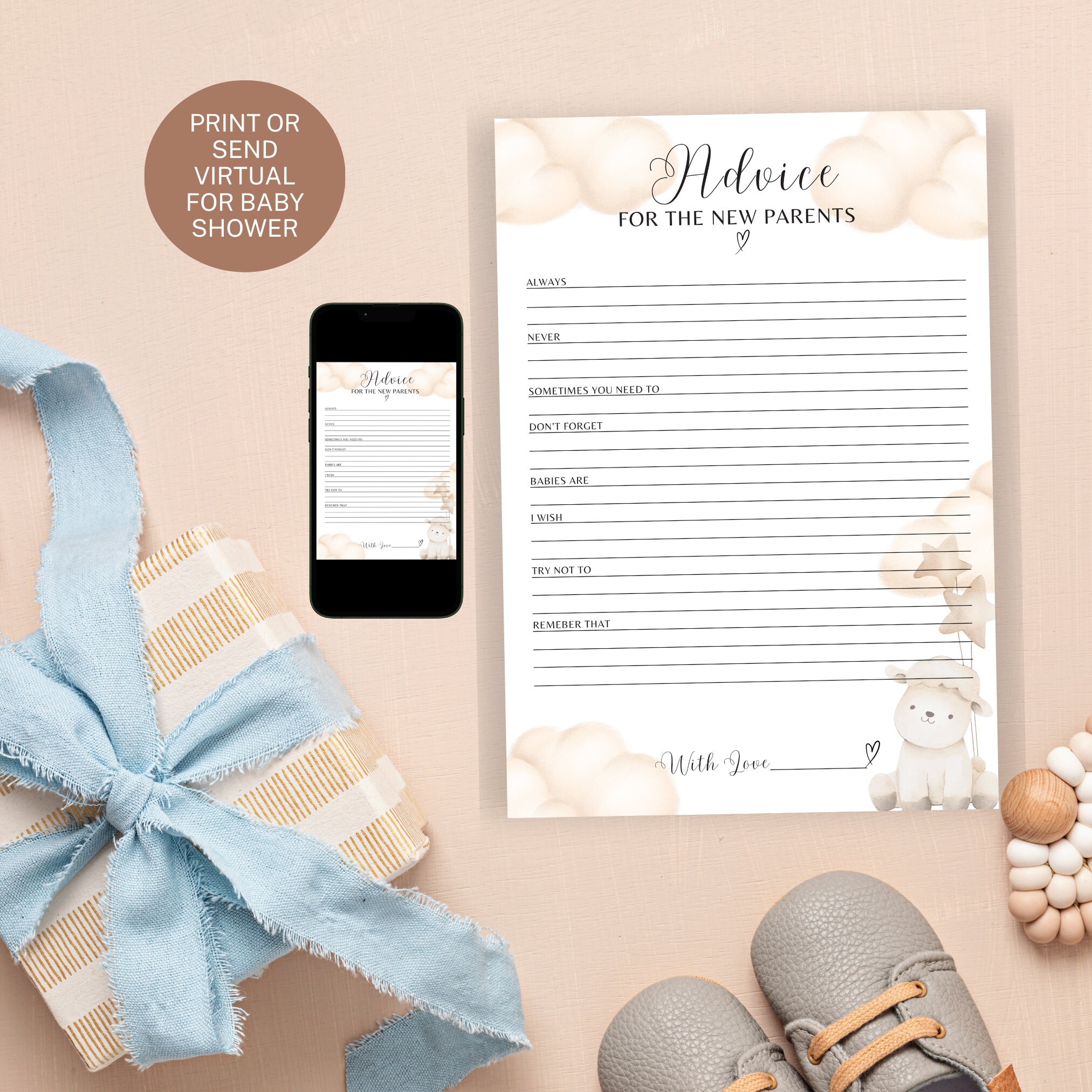Adorable Baby Shower Activity Advice for the Parents Instant Download ...