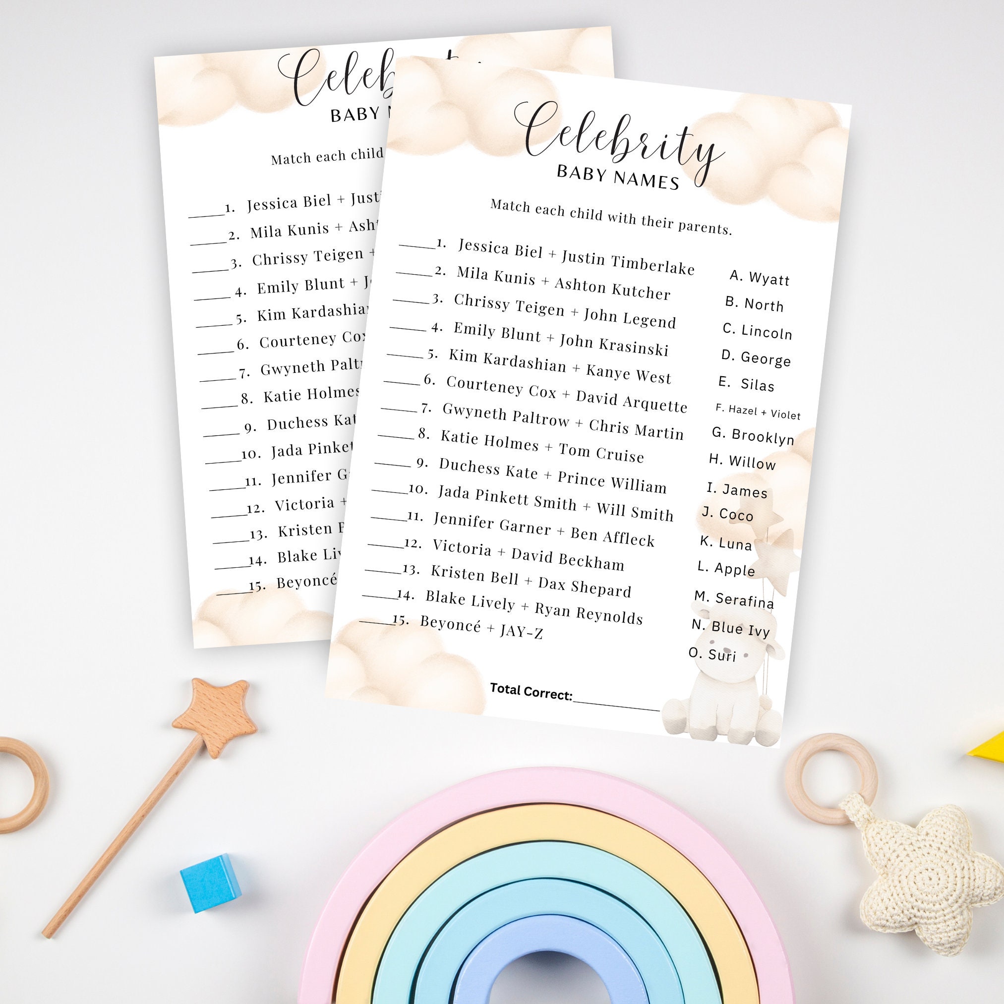Adorable Baby Shower Game Celebrity Baby Names - Instant Download ...