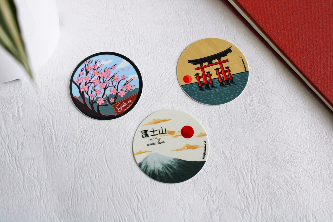 Japan Travel Stickers: Mt. Fuji, Sakura, Shrine Vinyl Decals - Etsy