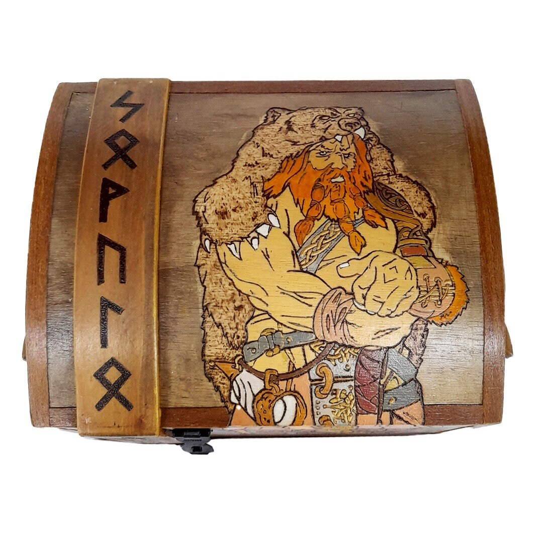 Norse Pyrogravure Warrior Chest: a Portal to Norse History and Lore - Etsy