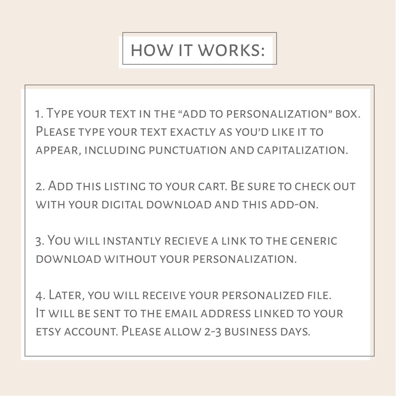 Add-on Personalization | Tag or Handout Personalization - Etsy