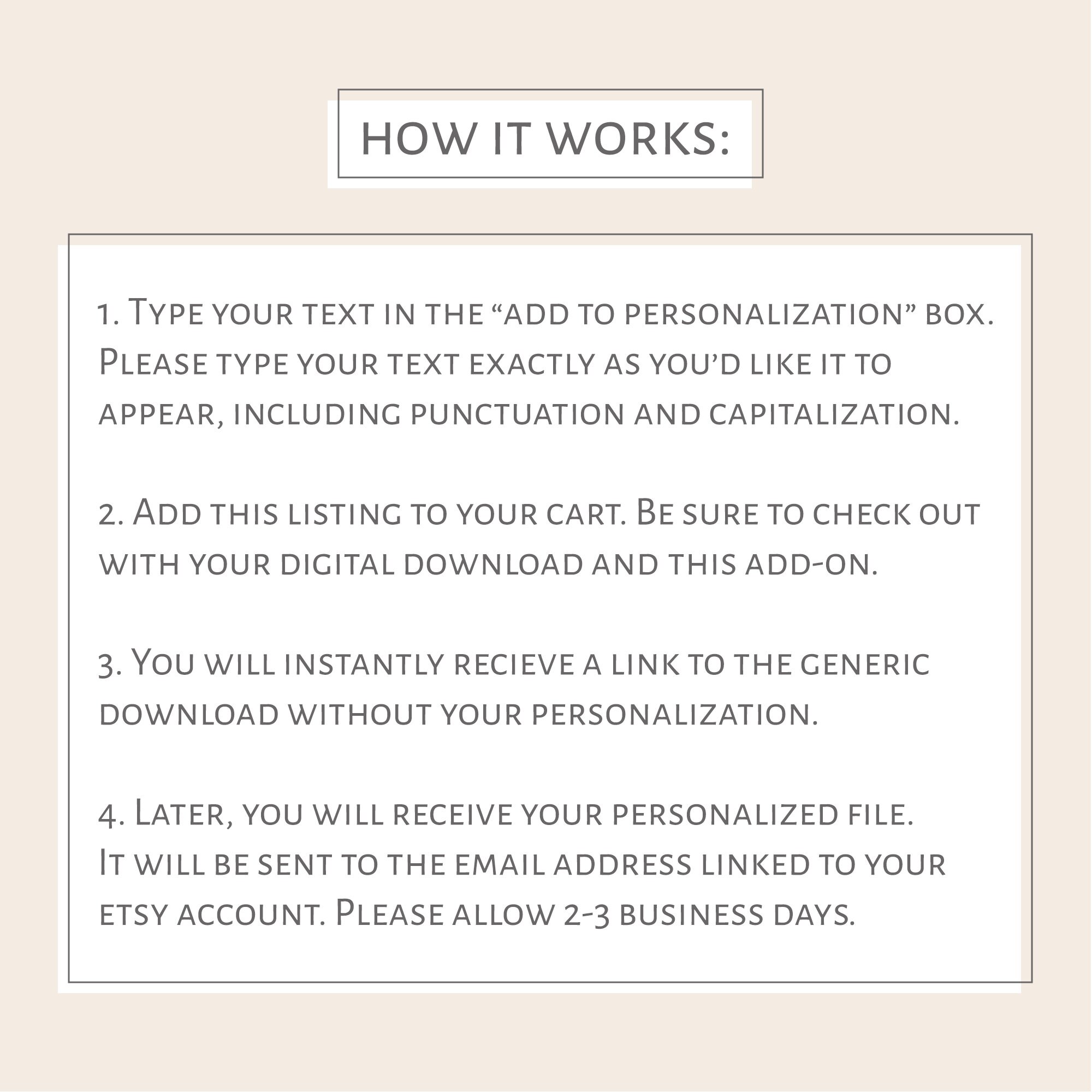 Add-on Personalization | Tag or Handout Personalization - Etsy