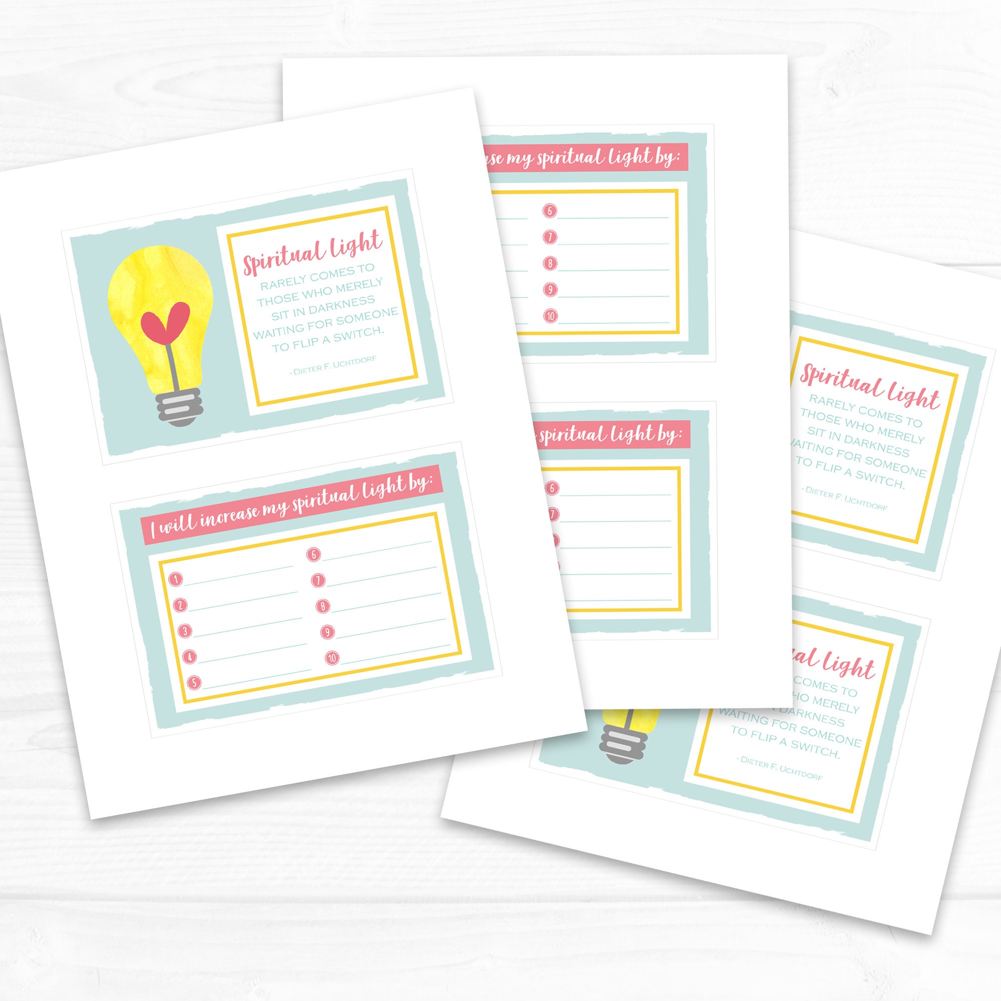 Spiritual Light Handout for Young Women | Ministering - Etsy