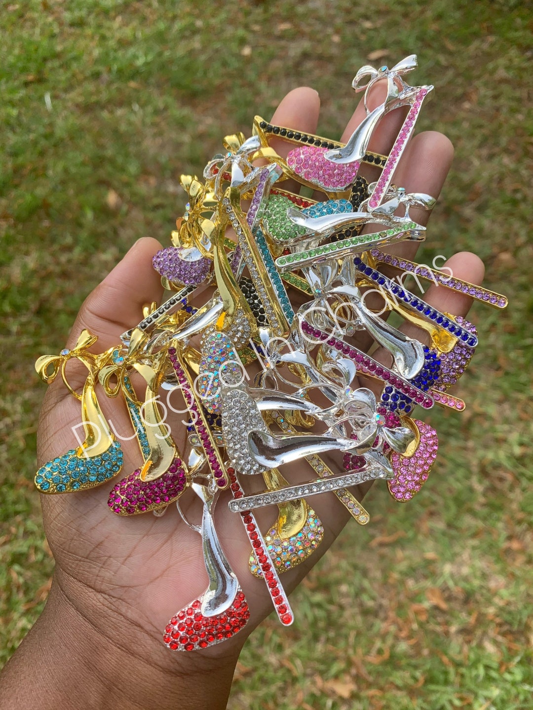 Heel Rhinestone Charm, Silver Gold Money Sign, Charm Bracelet, Bling ...