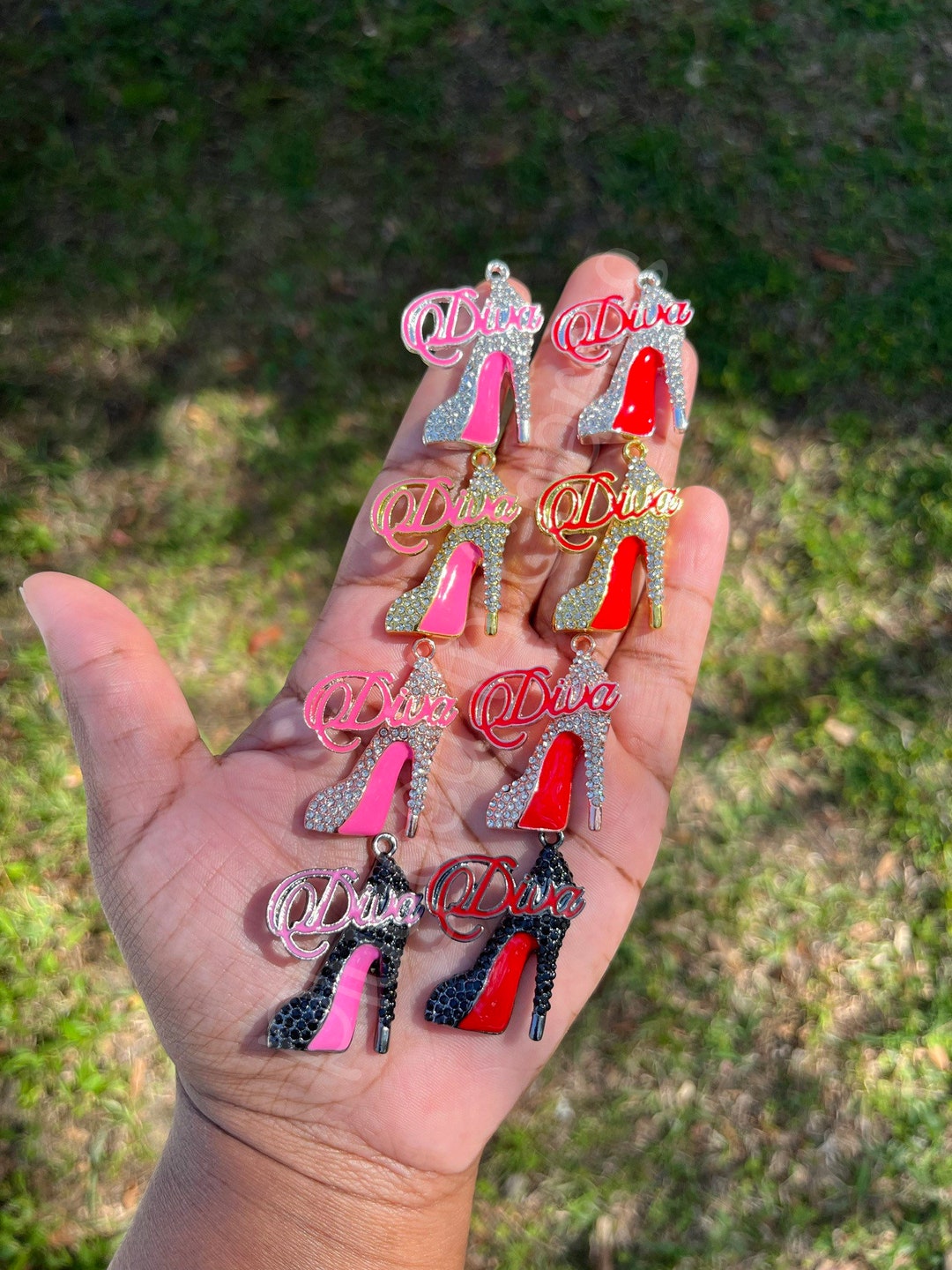 DIVA HEEL Charm for Bracelet, High Heel Charm, Stiletto Charm, Bling Charm, Rhinestone Charm ...