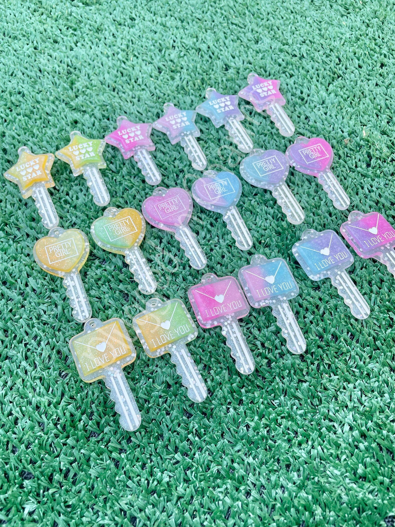Key Charms Pretty Girl I Love You Lucky Star Clear Charms - Etsy