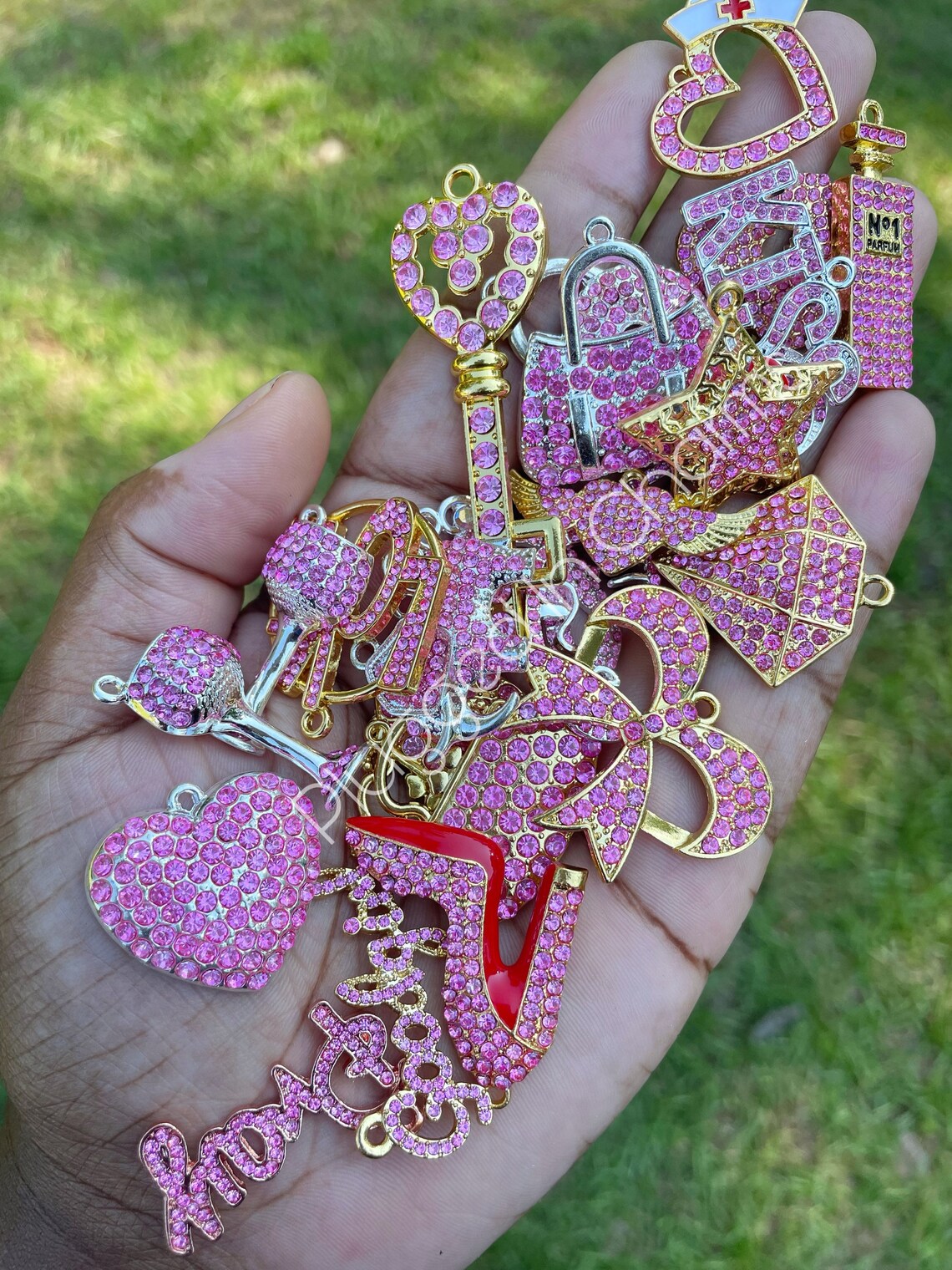 Pink Bling Charms 51020 or 30 Rhinestone Charms Charm | Etsy
