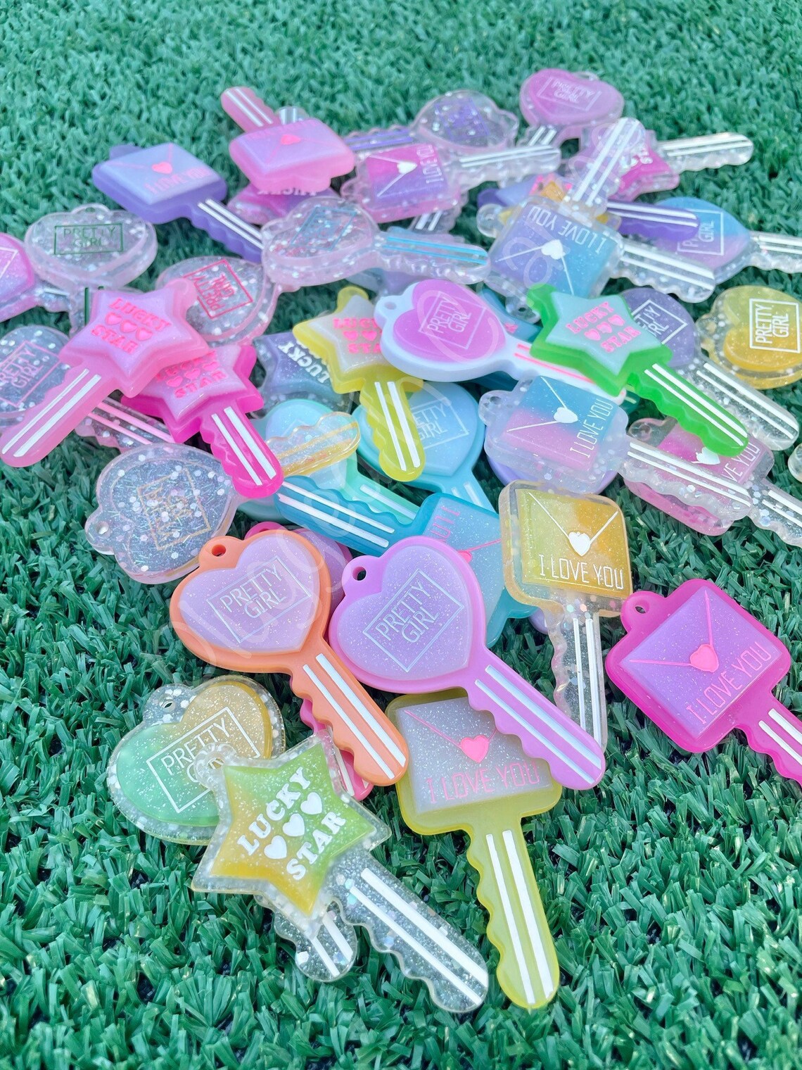 Key Charms Pretty Girl I Love You Lucky Star Clear Charms - Etsy