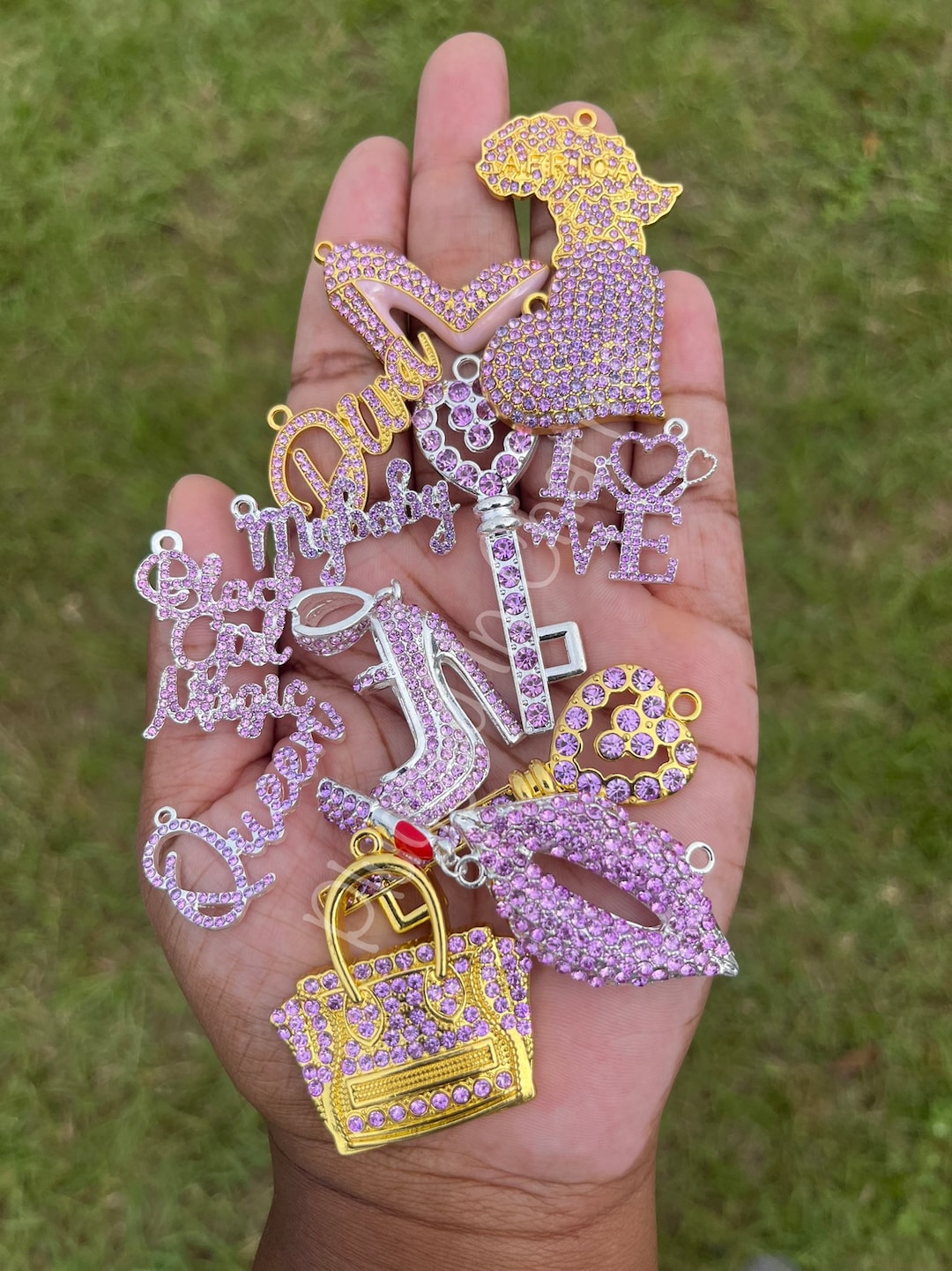 Lavender Bling Charms - 5,10,20, or 30, Rhinestone Charms, Charm ...