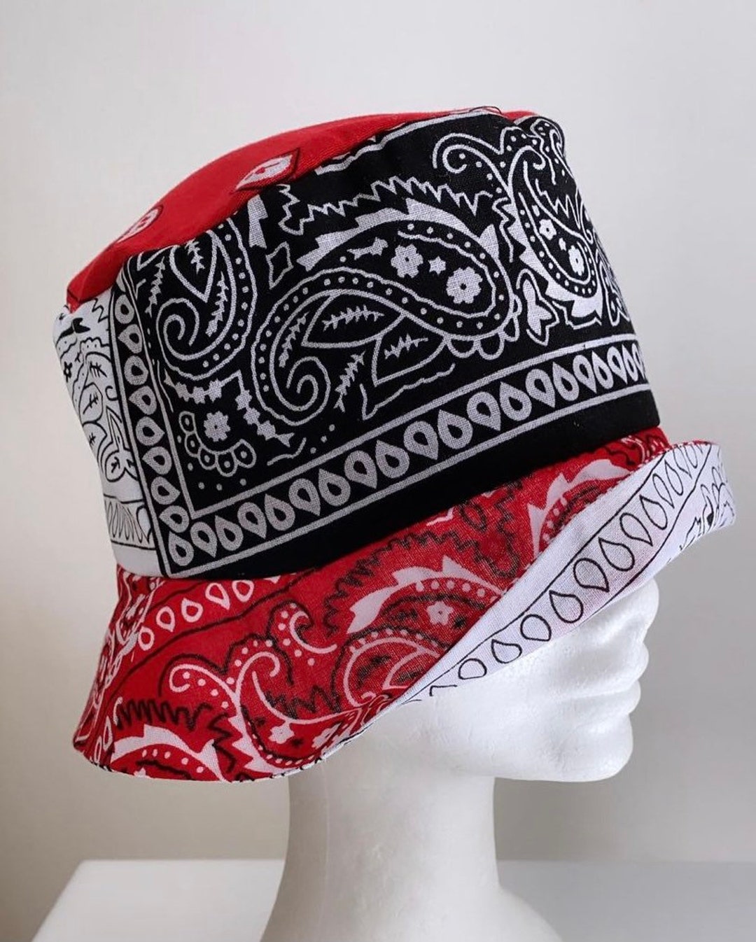 Summer Two Color Bandana Bucket Hat in 100% Cotton Bandana Fabric ...