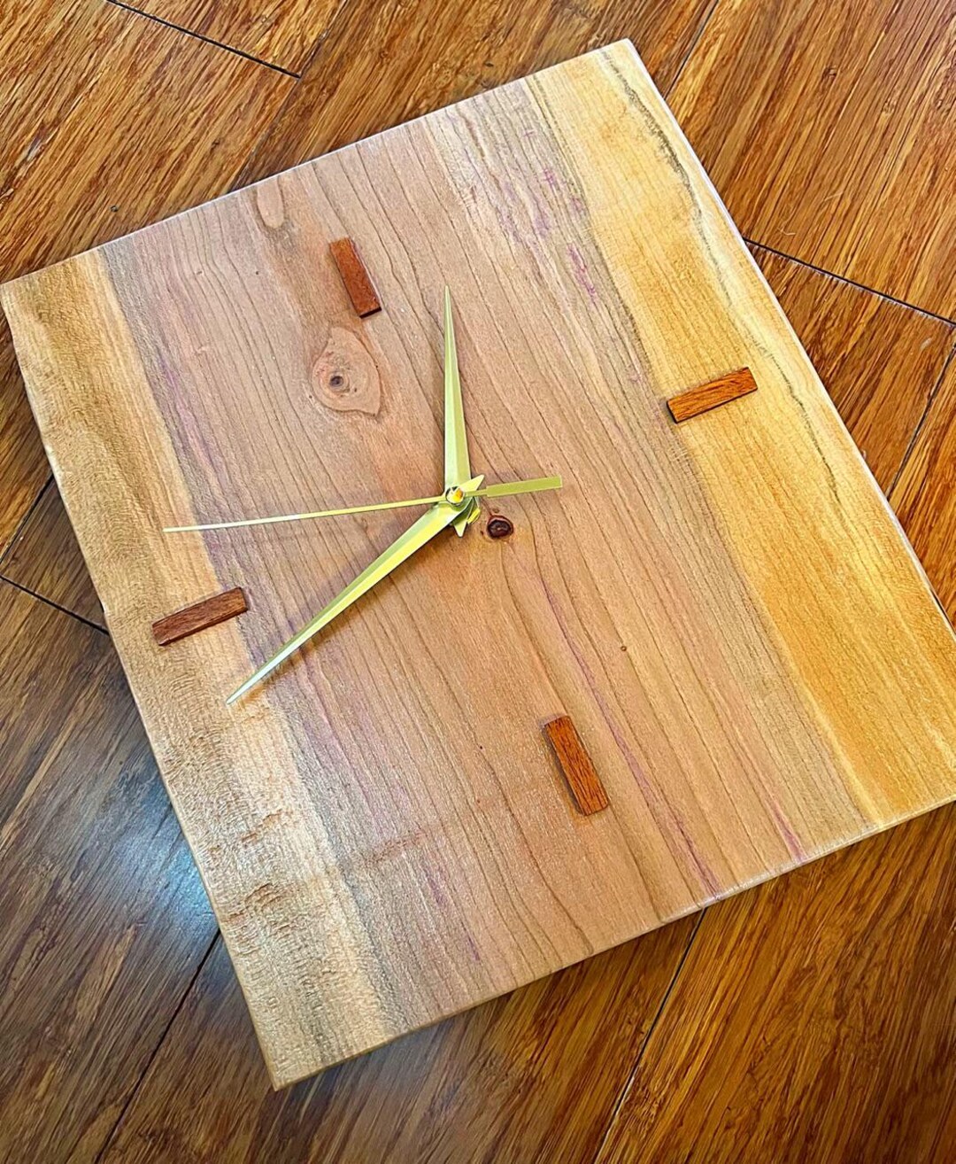Handmade Live Edge Plum Wood Clock: Rustic Zebrawood Accent Wall Decor ...