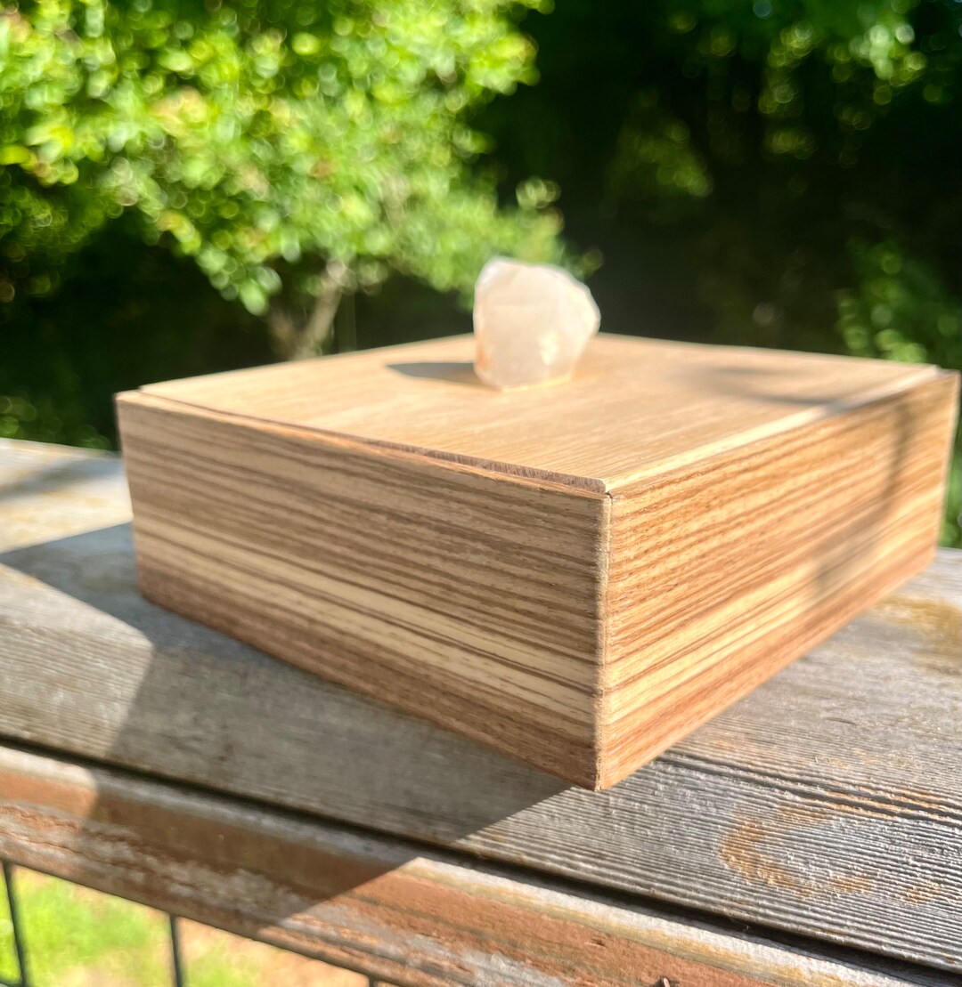 Zebrawood Jewelry Box With Oak Lid and Quartz Pull - Etsy