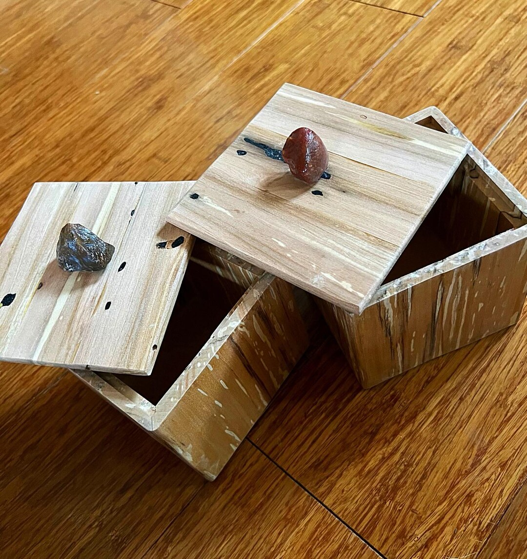 NEW Set of 2, Matching Apple Wood Boxes With Jasper Lid Pulls - Etsy