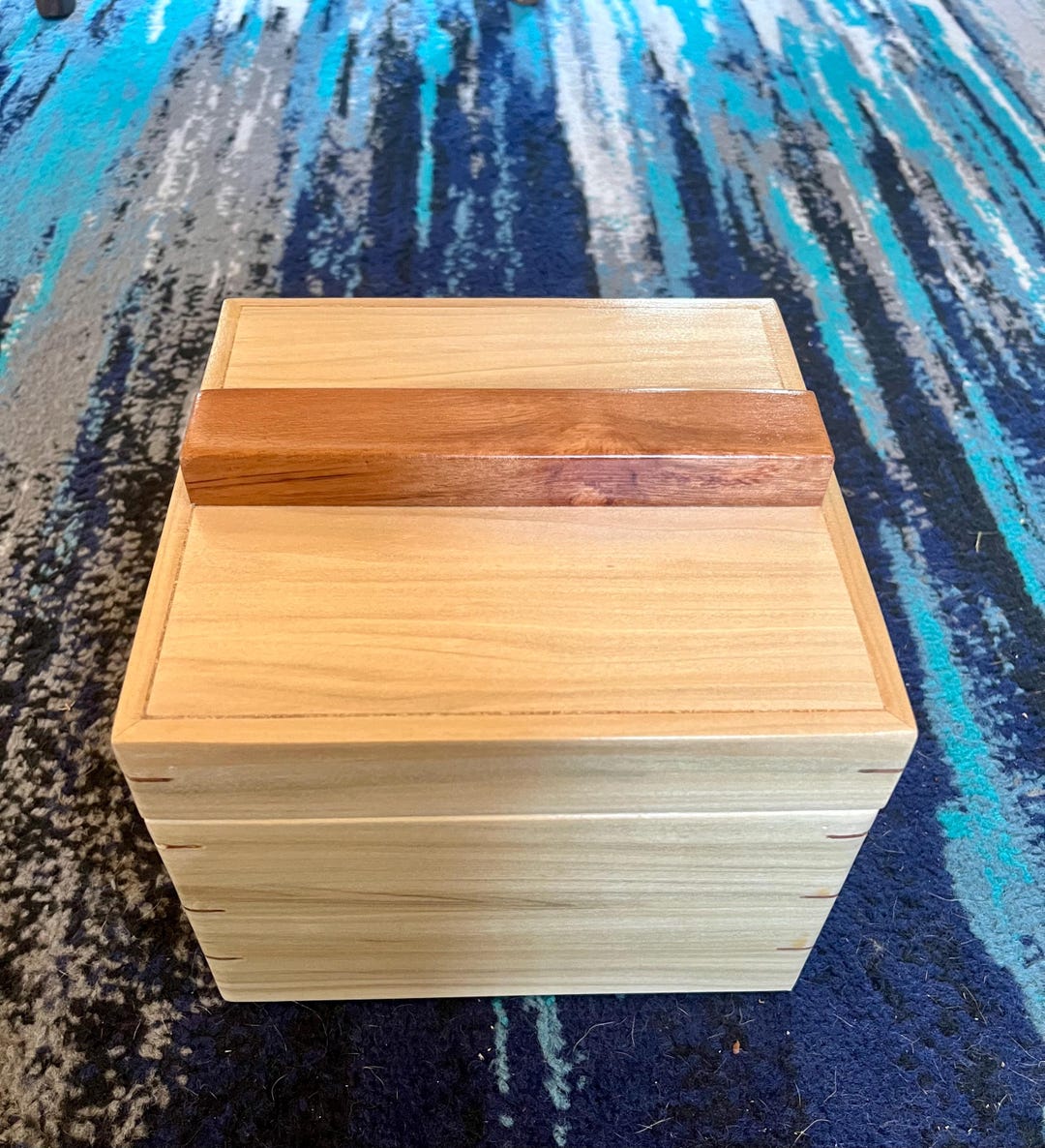 Rustic Poplar Storage Box: Salvaged Wood Keepsake Box With Mahogany ...