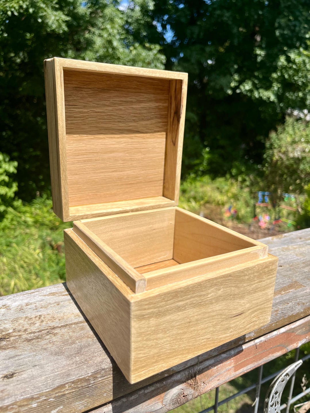 Black Limba Wood Jewelry Box Featuring Wrap-around Grain Pattern, Solid ...