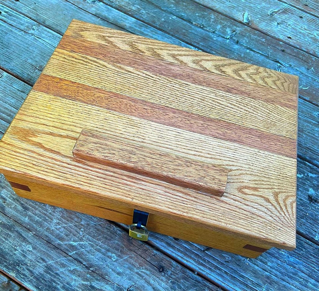 Solid Oak Locking Storage Box - Etsy