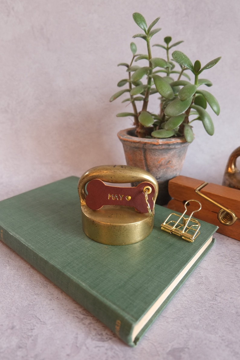 Custom Dog Bone Leather Keychain - Customisable With Name / Initials ...