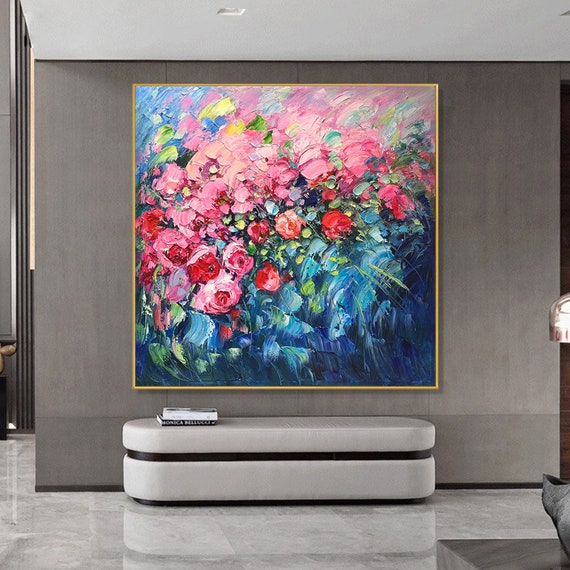 Original Pink Roses Oil Painting on Canvas Large - Etsy