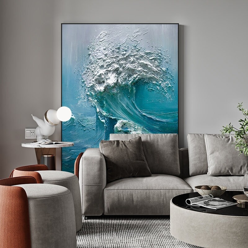Abstract Ocean Waves Canvas Wall Art Textured Waves Oil | Etsy