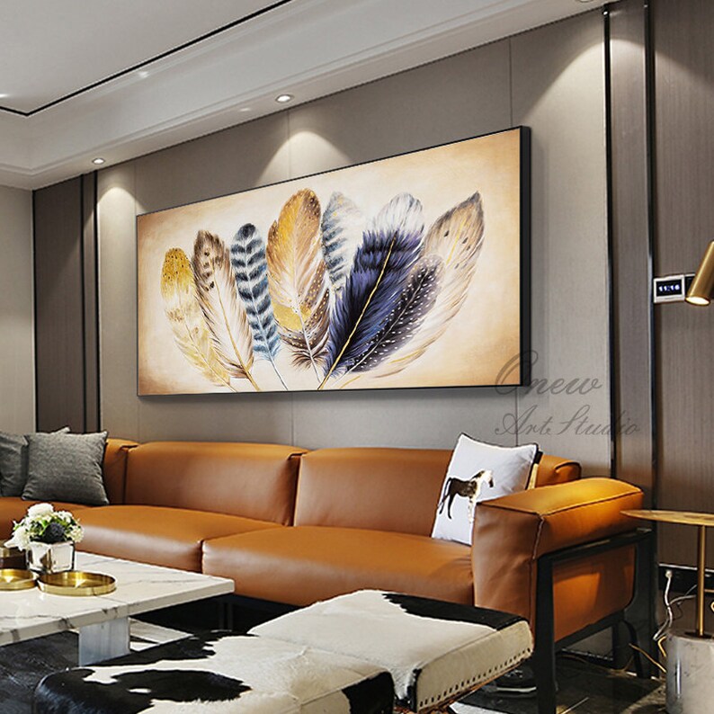 Original Animal Feather Oil Painting on Canvas Abstract - Etsy