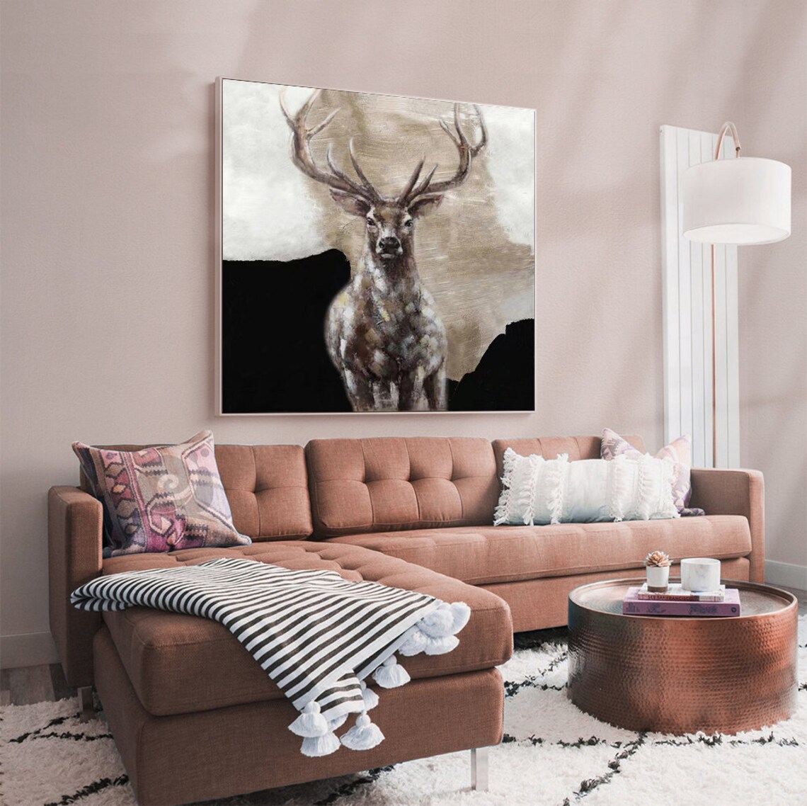 Large Abstract Deer Oil Painting on Canvas Original and - Etsy