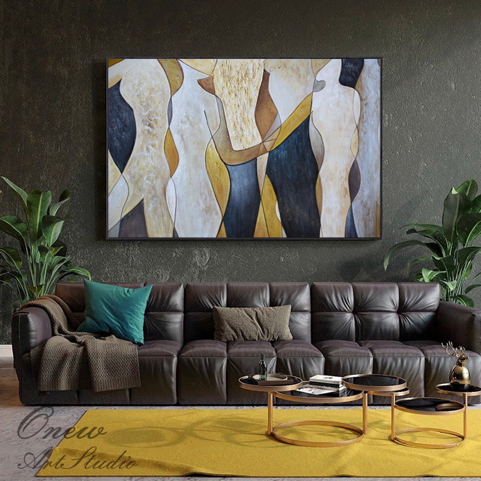 Original Abstract Canvas Wall Art Large Geometric Figure - Etsy