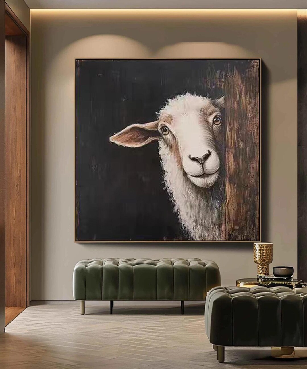 Impressionist Lamb Oil Painting on Canvas, Original Hand-painted Lamb ...