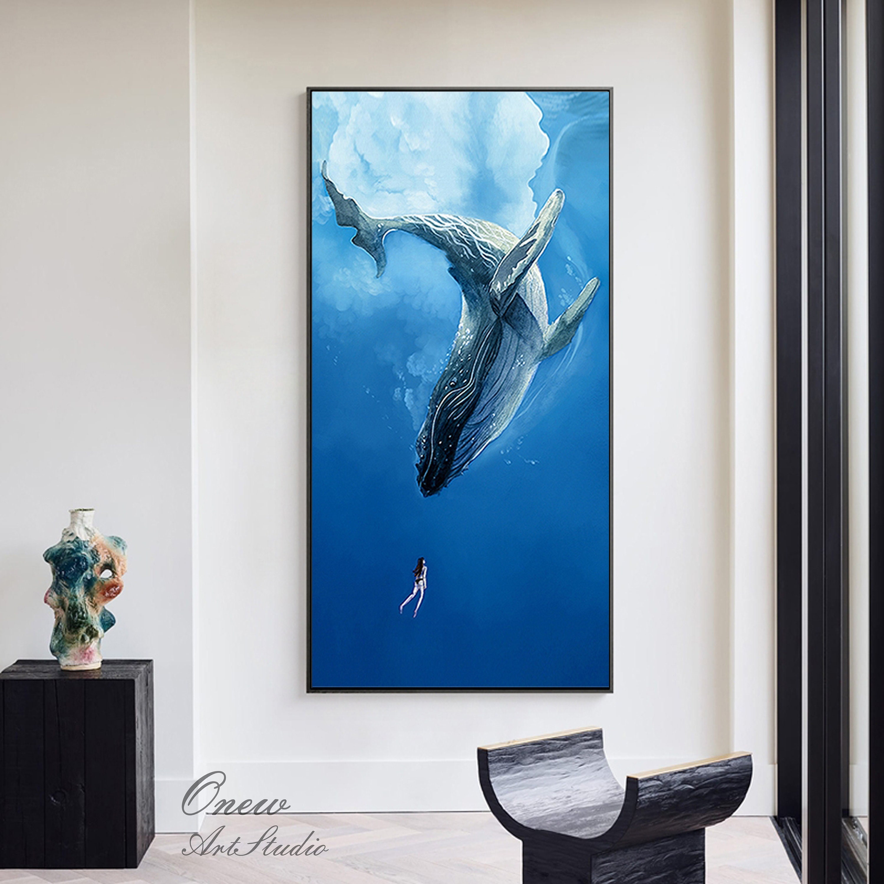 Original Humpback Whale Oil Painting on Canvas Large Abstract - Etsy