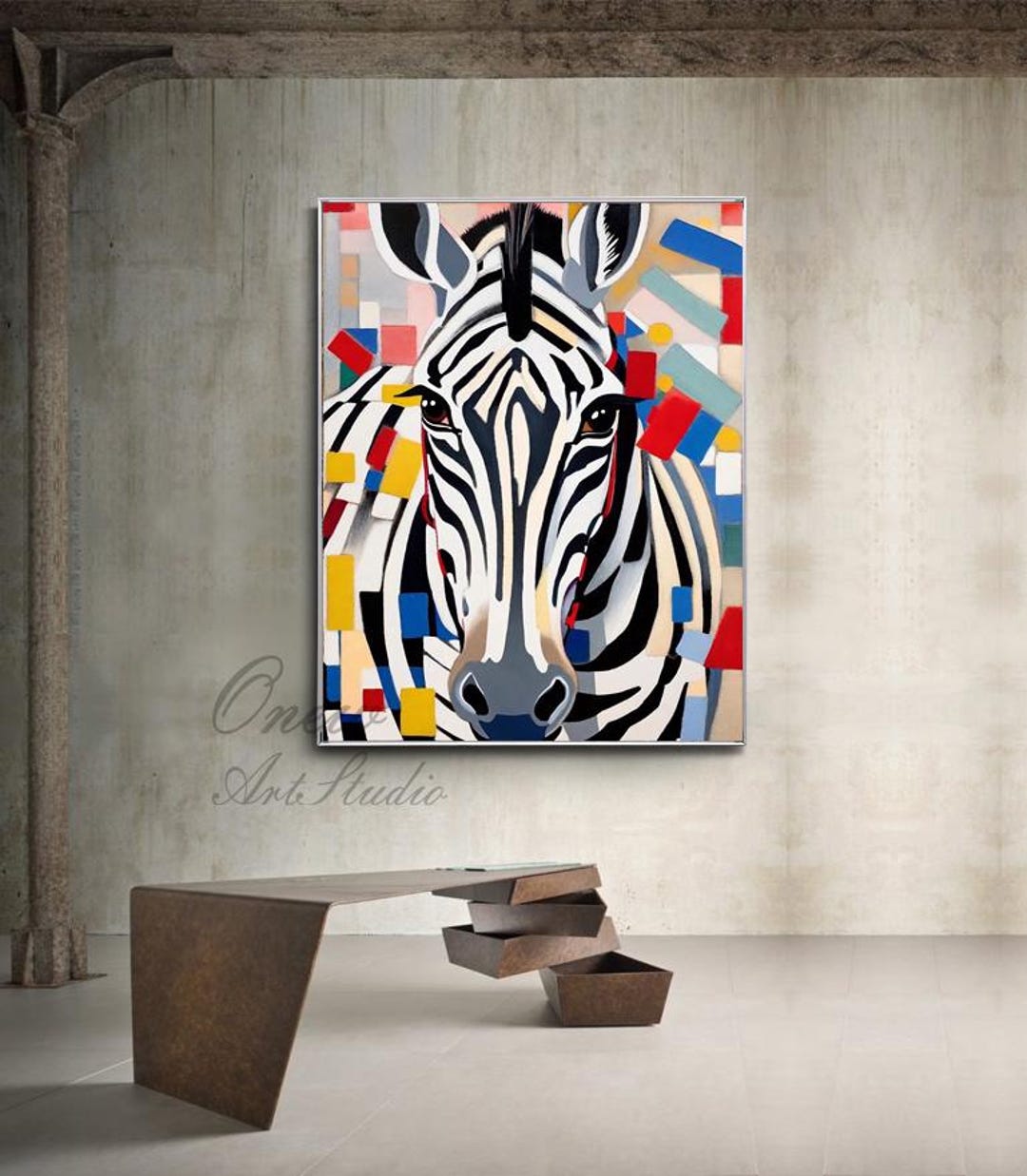 Large Abstract Zebra Oil Painting on Canvas, Original Zebra Canvas Wall ...