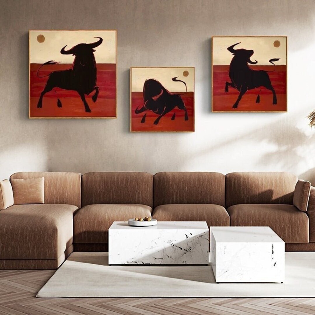 Large Abstract Bull Oil Painting on Canvas, Original Hand-painted Bull ...