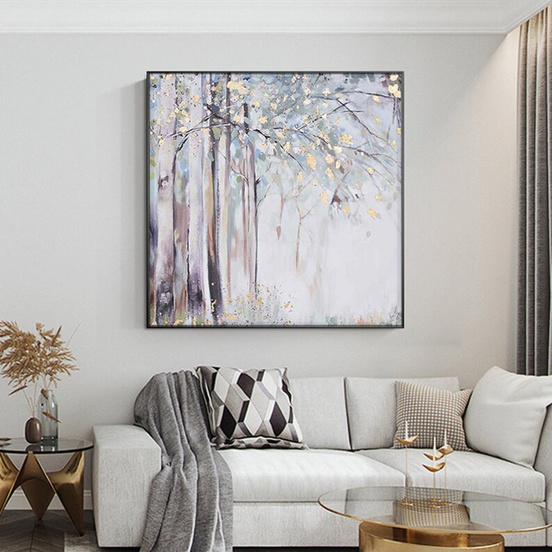 Large Abstract Tree Canvas Wall Art, Hand-painted Landscape Oil ...