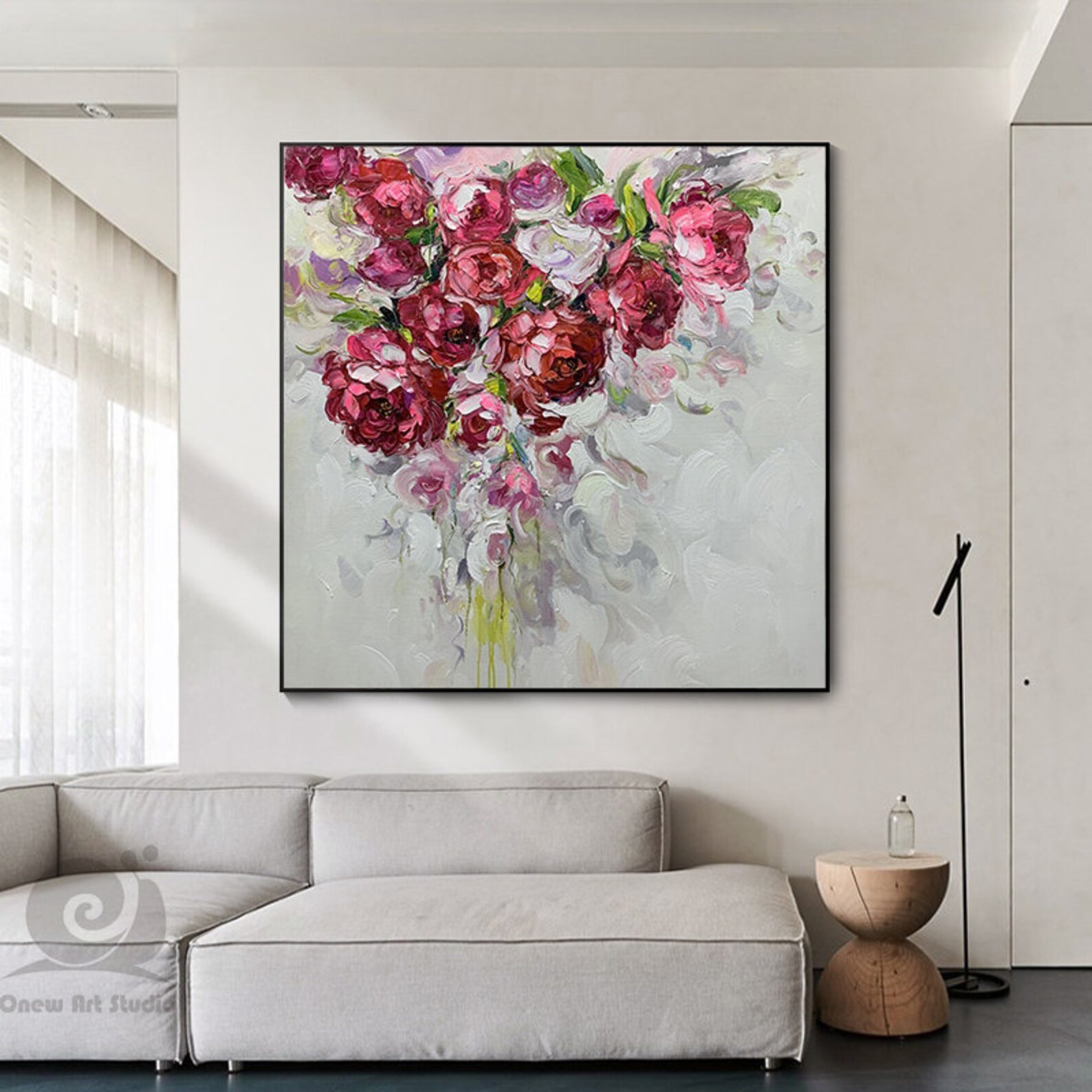 Large Abstract Roses Oil Painting on Canvas Original Red | Etsy