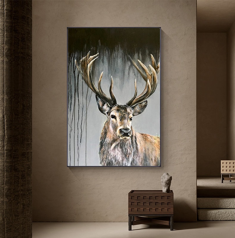 Large Abstract Deer Oil Painting on Canvas Original and - Etsy