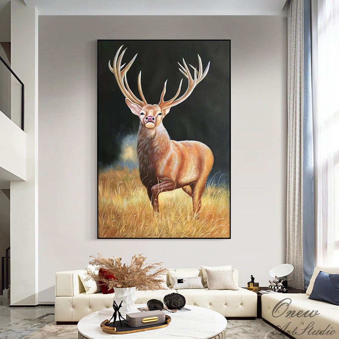 Large Abstract Deer Oil Painting on Canvas Original and | Etsy