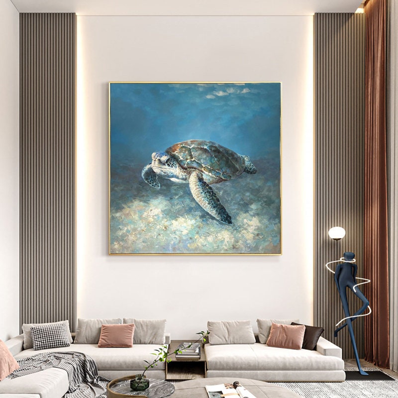 Hand Painted Sea Turtle Oil Painting on Canvas Large - Etsy
