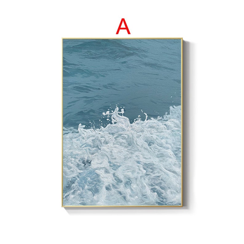 Modern Textured Sea Waves Canvas Wall Art, Abstract Seascape Oil ...